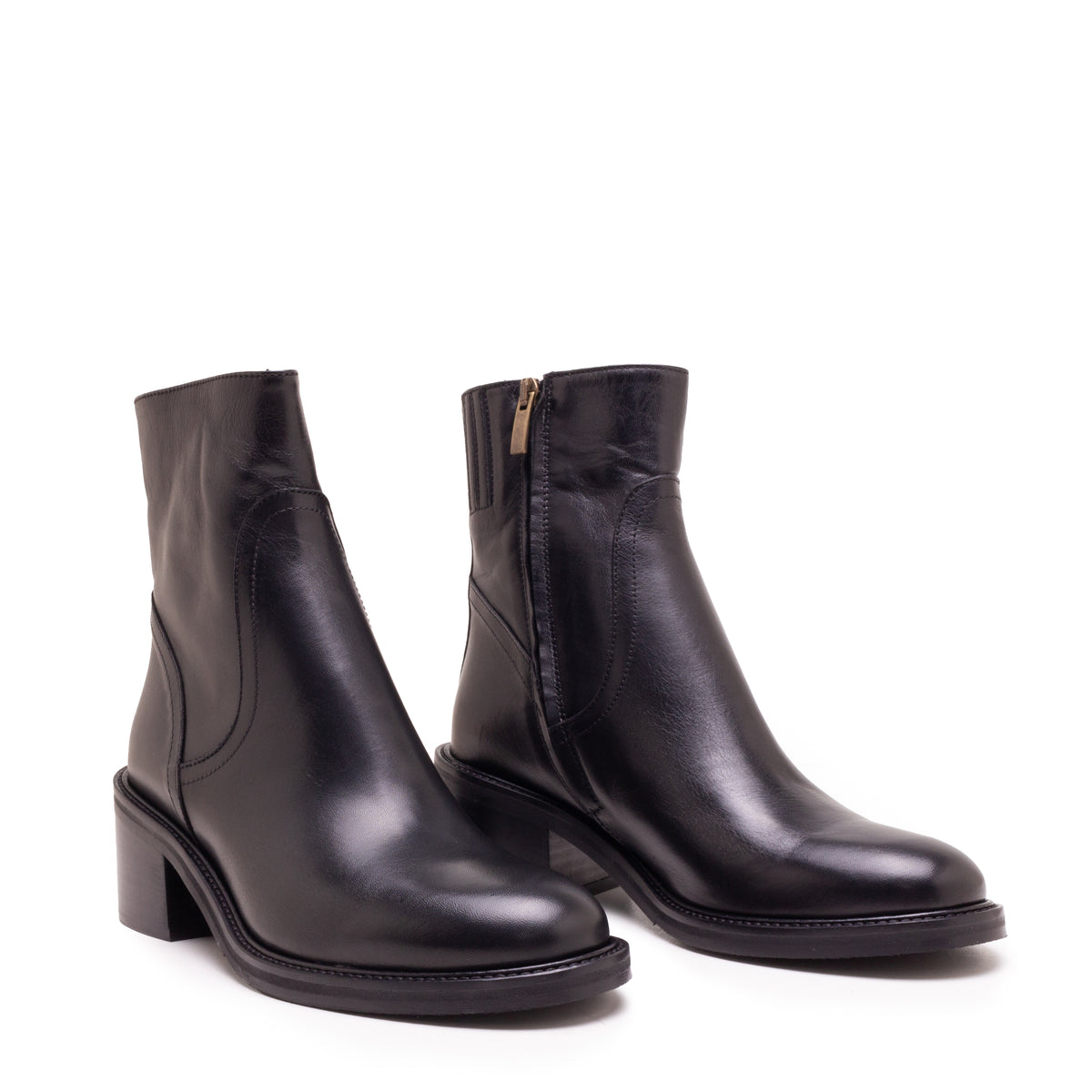 Nora Zip Block-Heel Italian Booties | Michele Lopriore